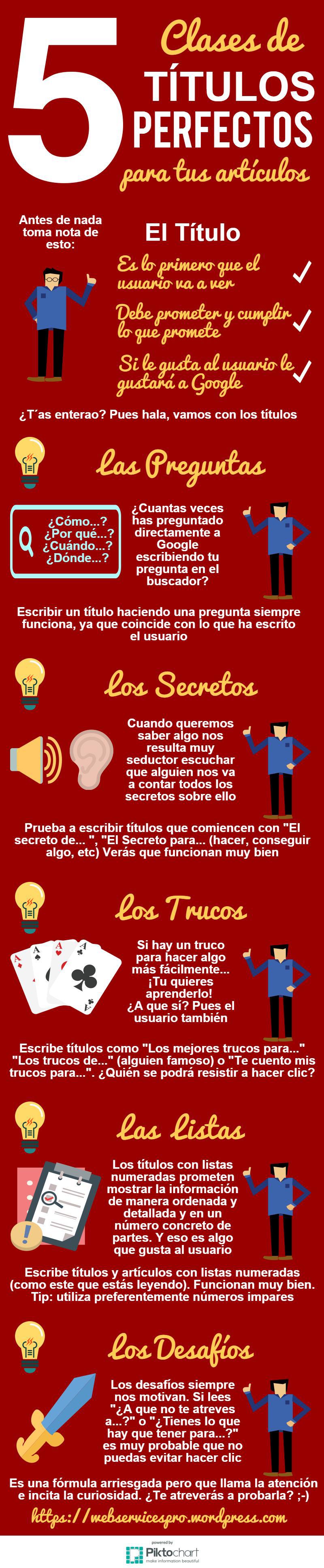 5 clases de títulos perfectos para sus artículos #infografia # ...