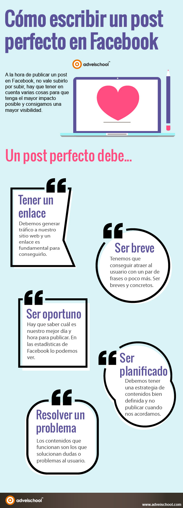 Cómo escribir un post perfecto en Facebook #infografia #infographic # ...